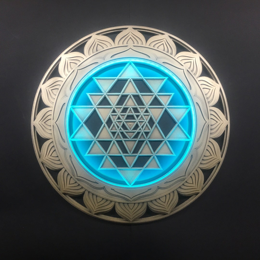 Wall Art Sacred Geometry Led Lamp "sri Yantra", Tantric Symbol - Etsy