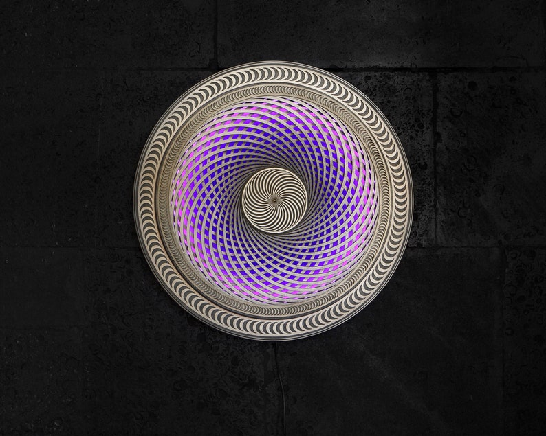 Running Mandala 90cm "fibonacci". 3D Multilayered LED Lamp Wall Art ...