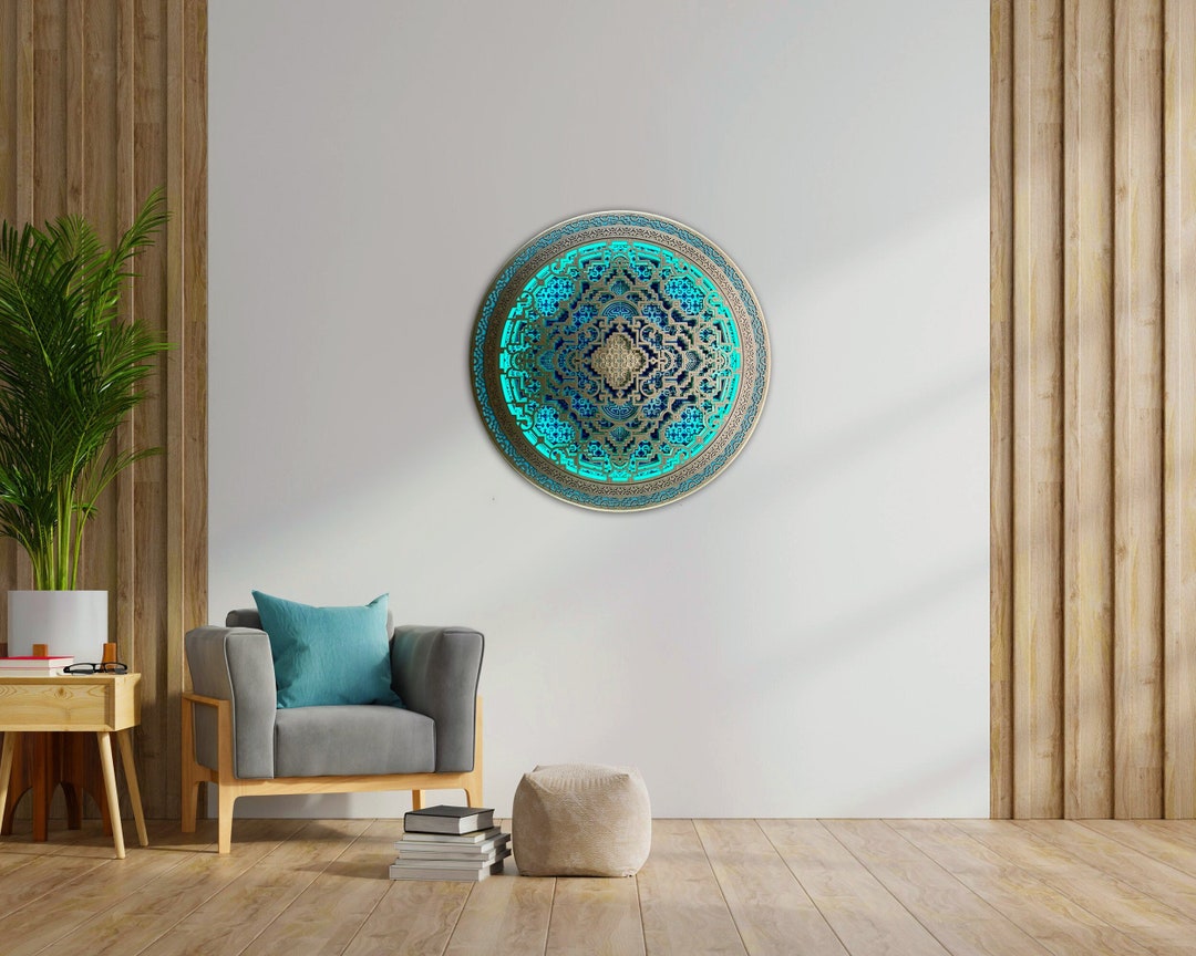 Lamp "entheogen", 88 сm/34". Led Wall Art Sacred Geometry. Shipibo ...