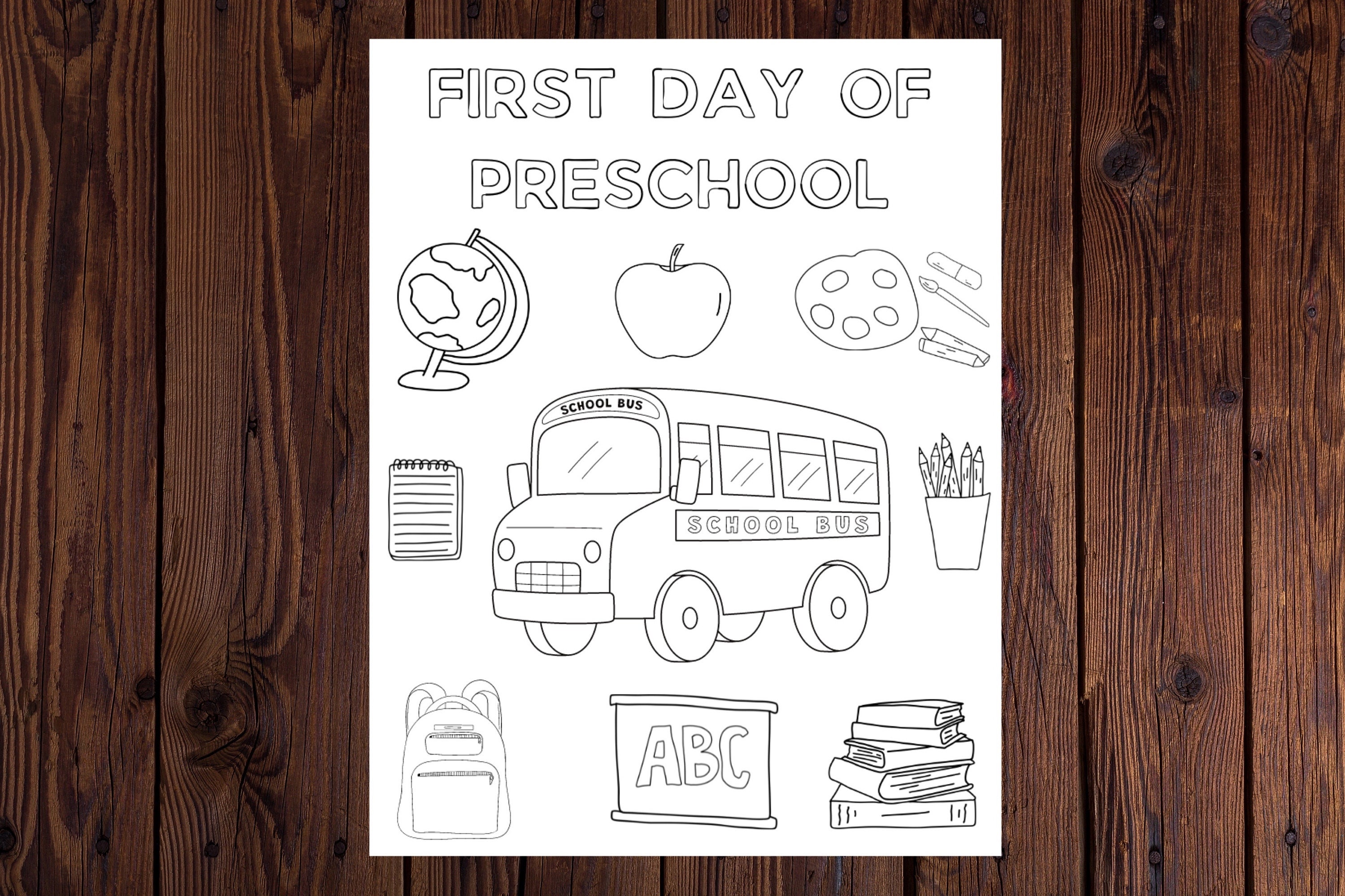 First Day of Preschool Coloring Page - Etsy