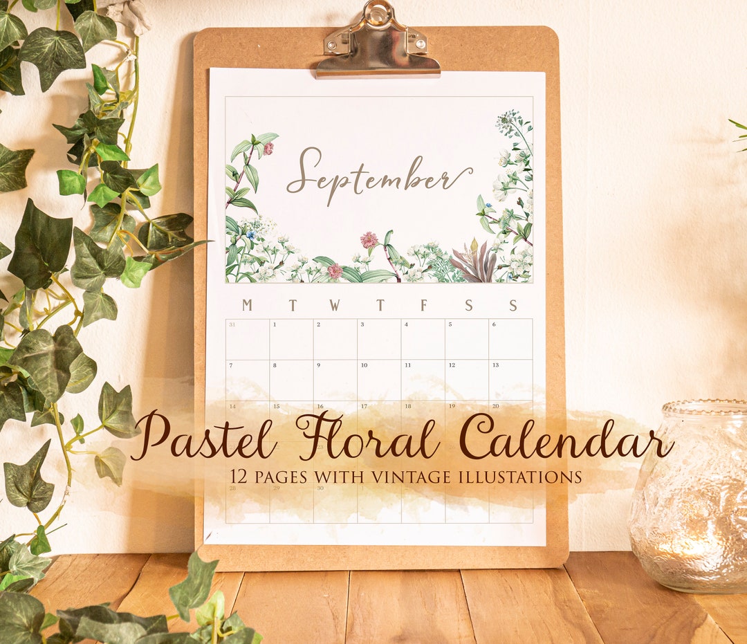2020 Pastel Floral Calendar 12 Pages With Vintage - Etsy
