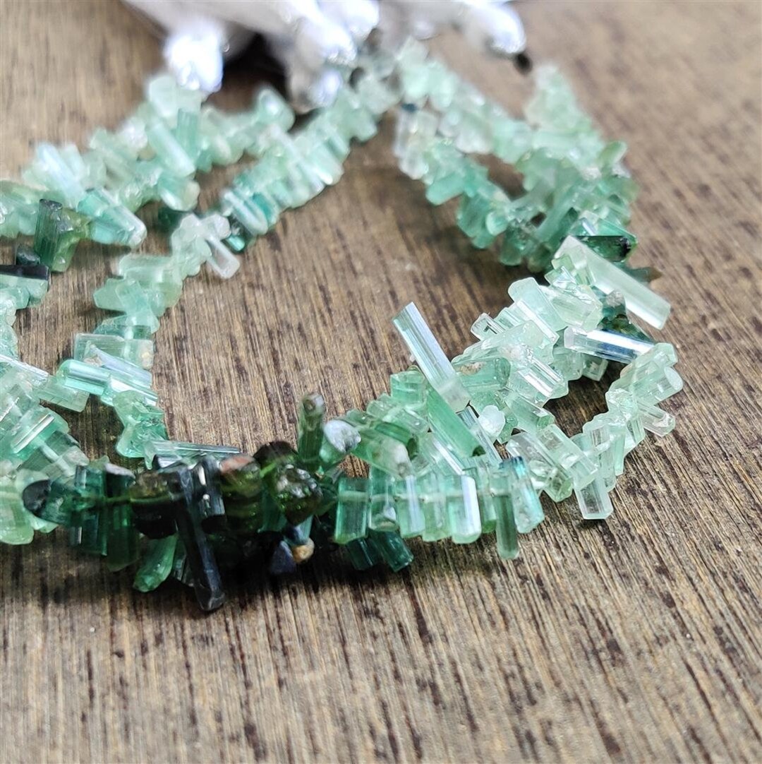 Natural Afghani Tourmaline Stick Beads 4-10 MM Strand, Green Tourmaline ...