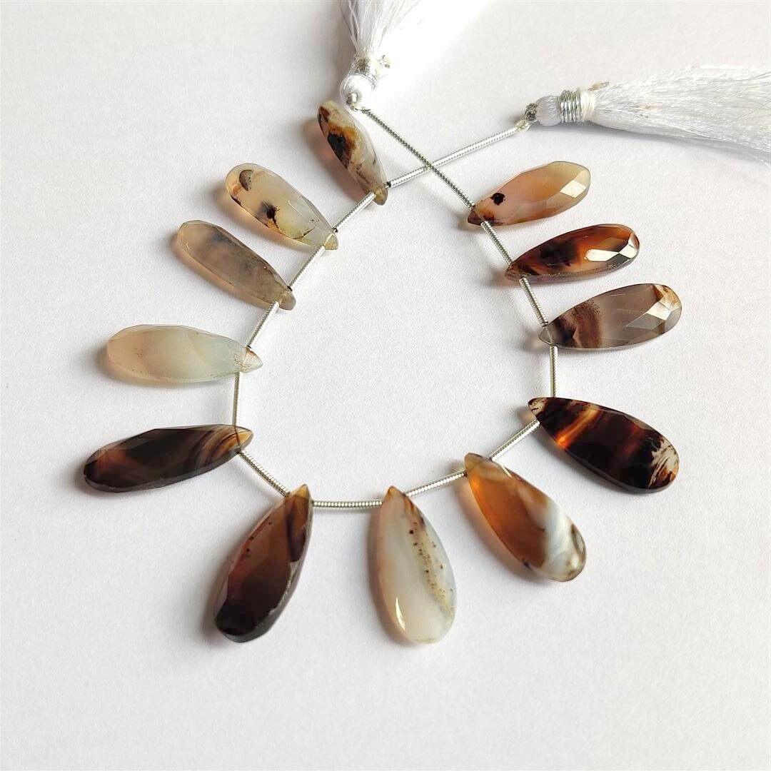Natural Montana Agate Elongated faceted drops, gemstone faceted ...