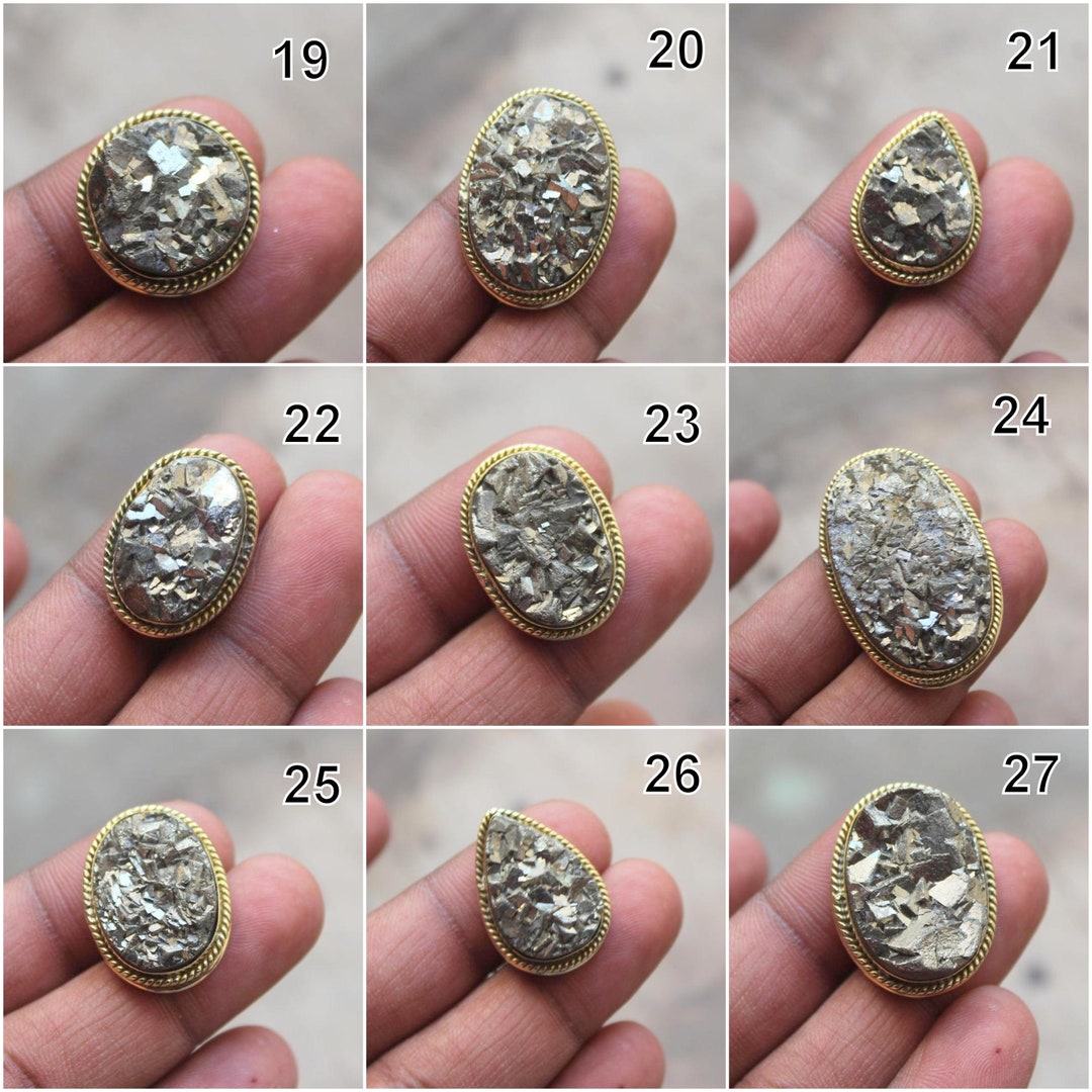 Updated Grooved Pyrite Loose Stone, Stone With Brass Groove Frame for ...