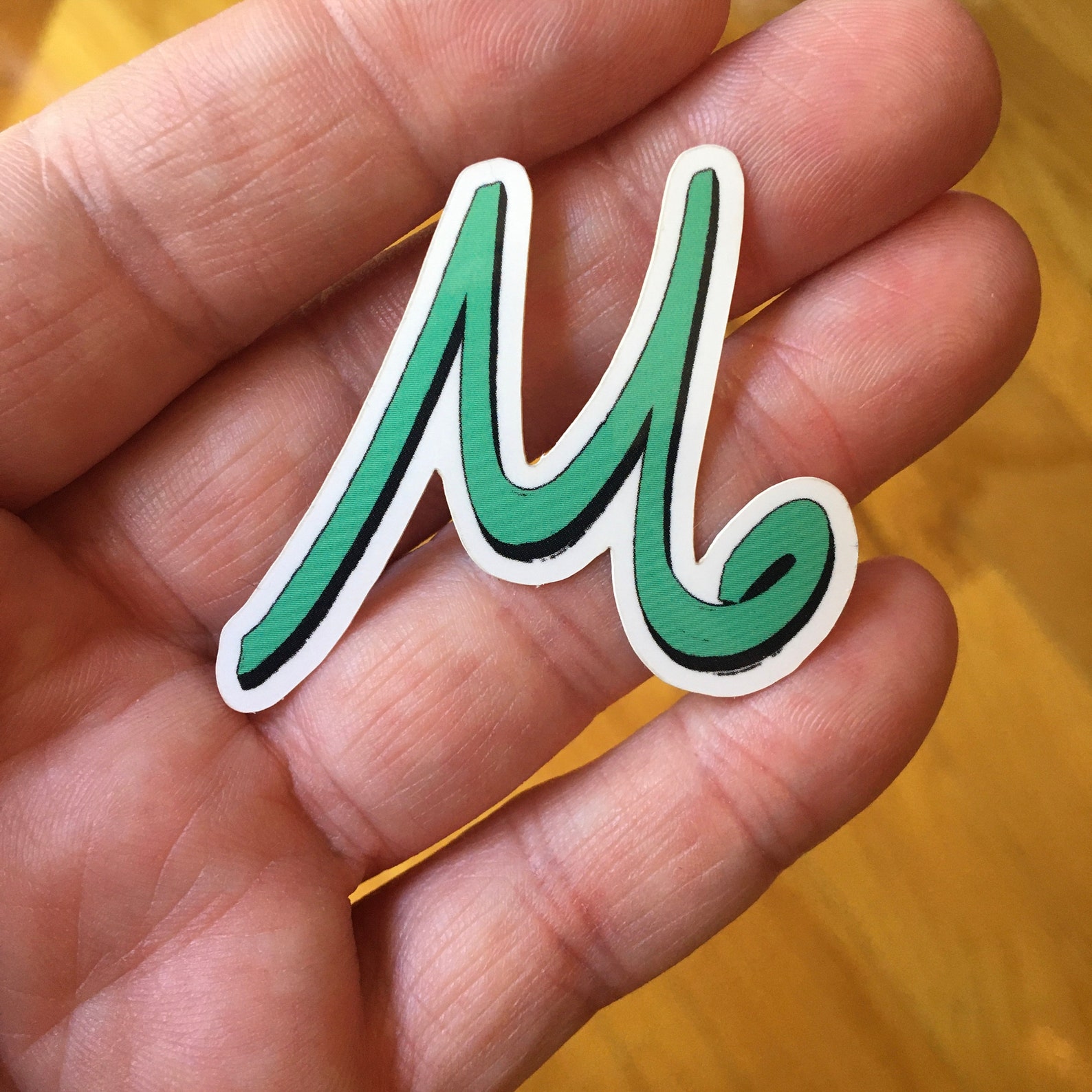 Letter M Light Green Outlined in White! - Etsy