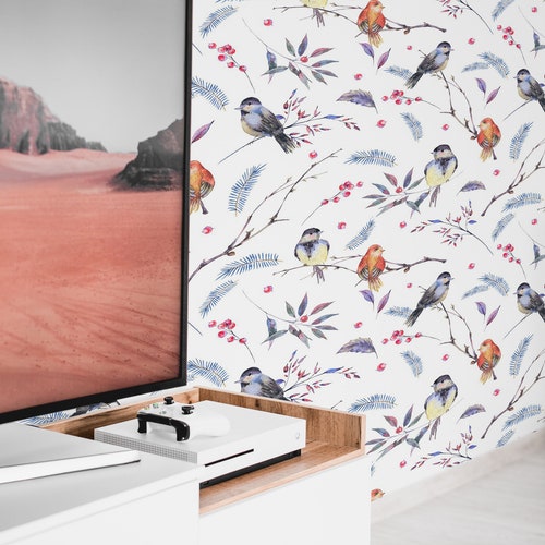 Minimal Birds Minimal Birds Removable Wallpaper Peel and - Etsy