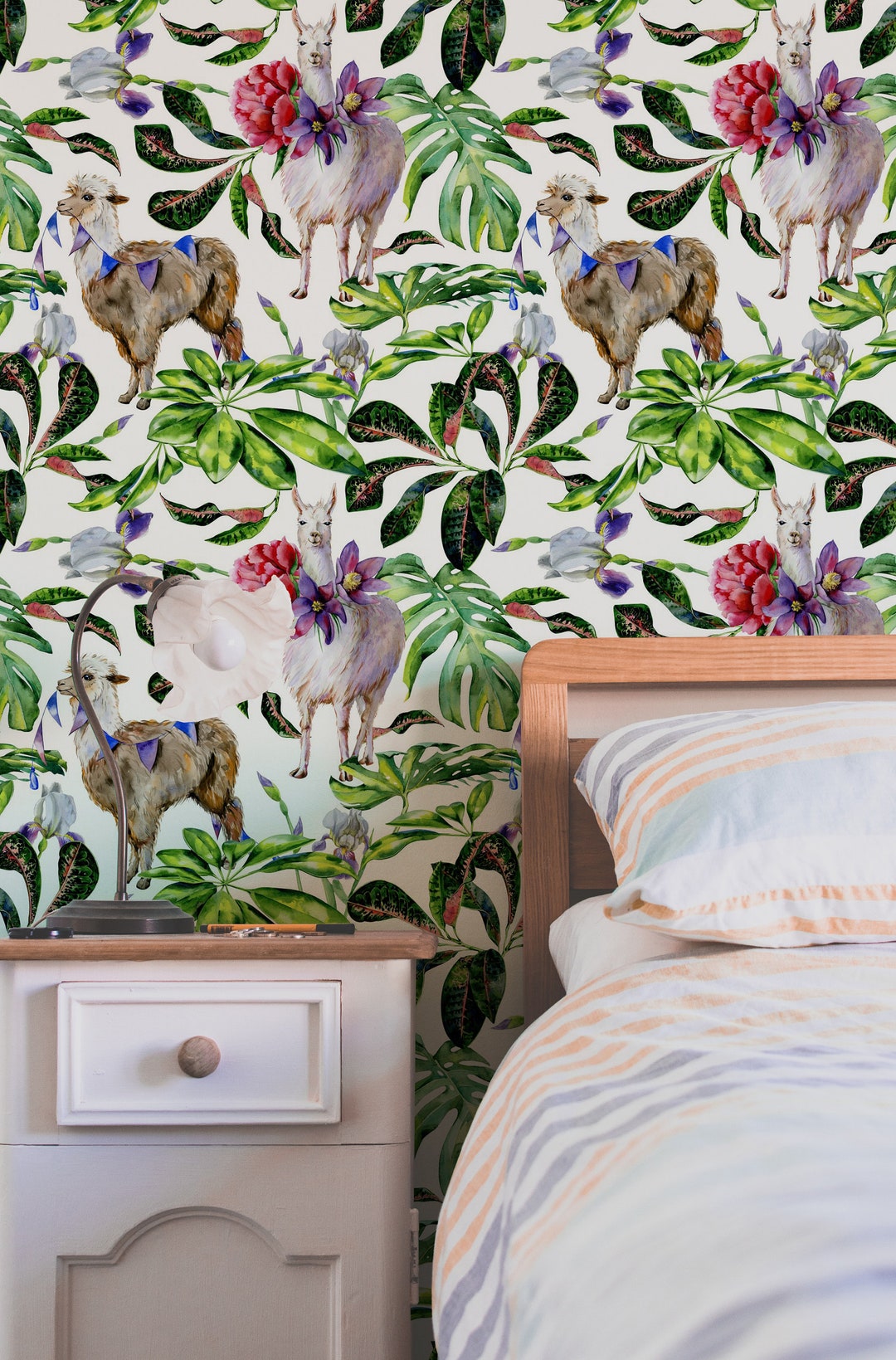 Hoja Alpaca / Hoja Alpaca Papel pintado extraíble / Pelar y pegar / 63 ...