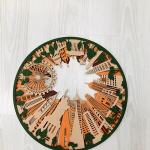 Cities Multilayer Wood Wall Art, 3D Modern Wooden Wall Decor, Layered ...