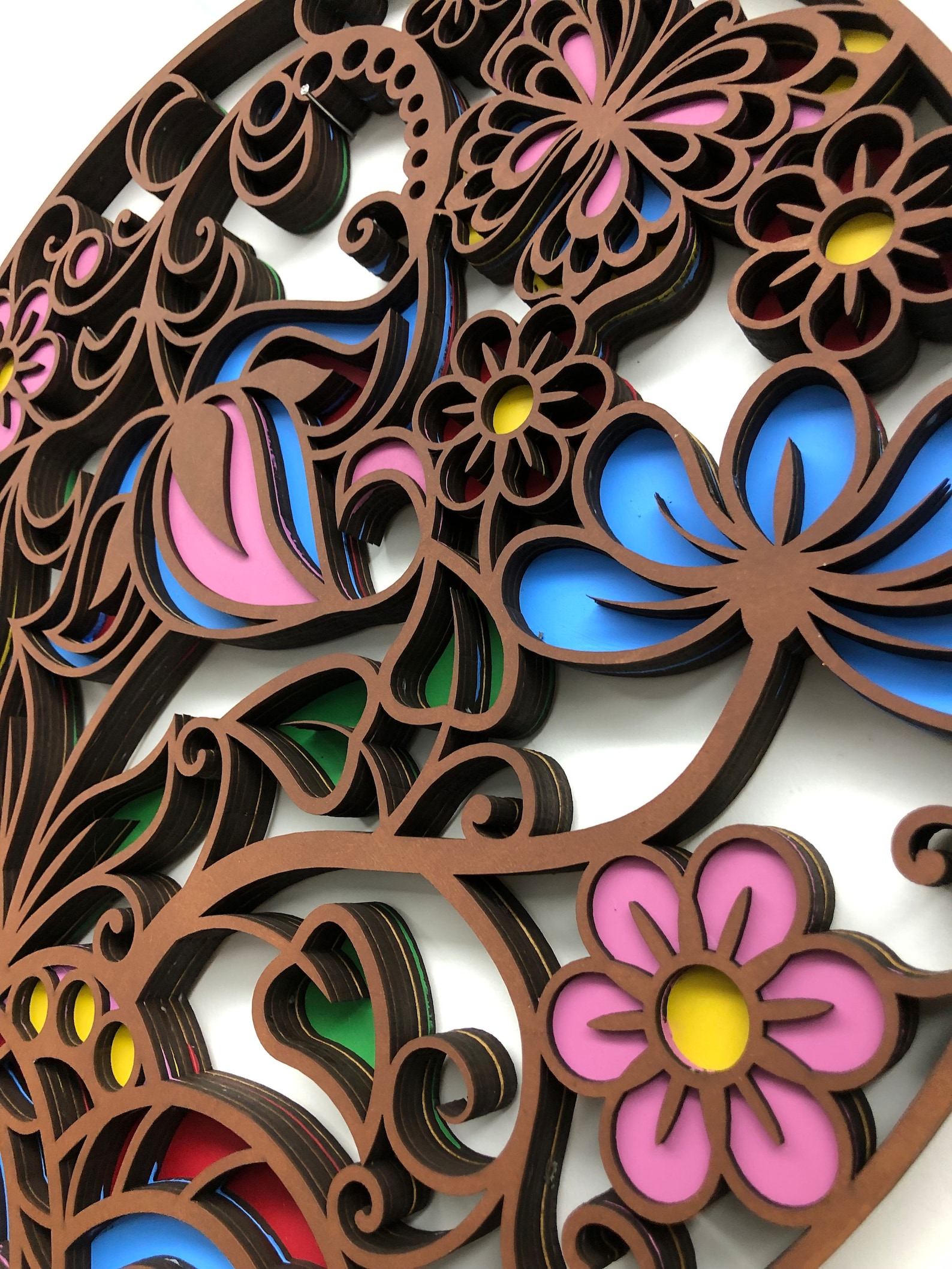 Flowers Multilayer Wood Wall Art, Unique Wooden Wall Art, Laser Cut ...