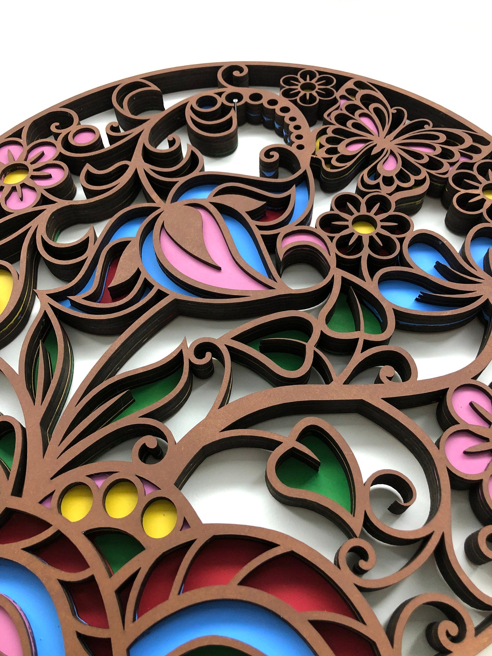 Flowers Multilayer Wood Wall Art, Unique Wooden Wall Art, Laser Cut ...