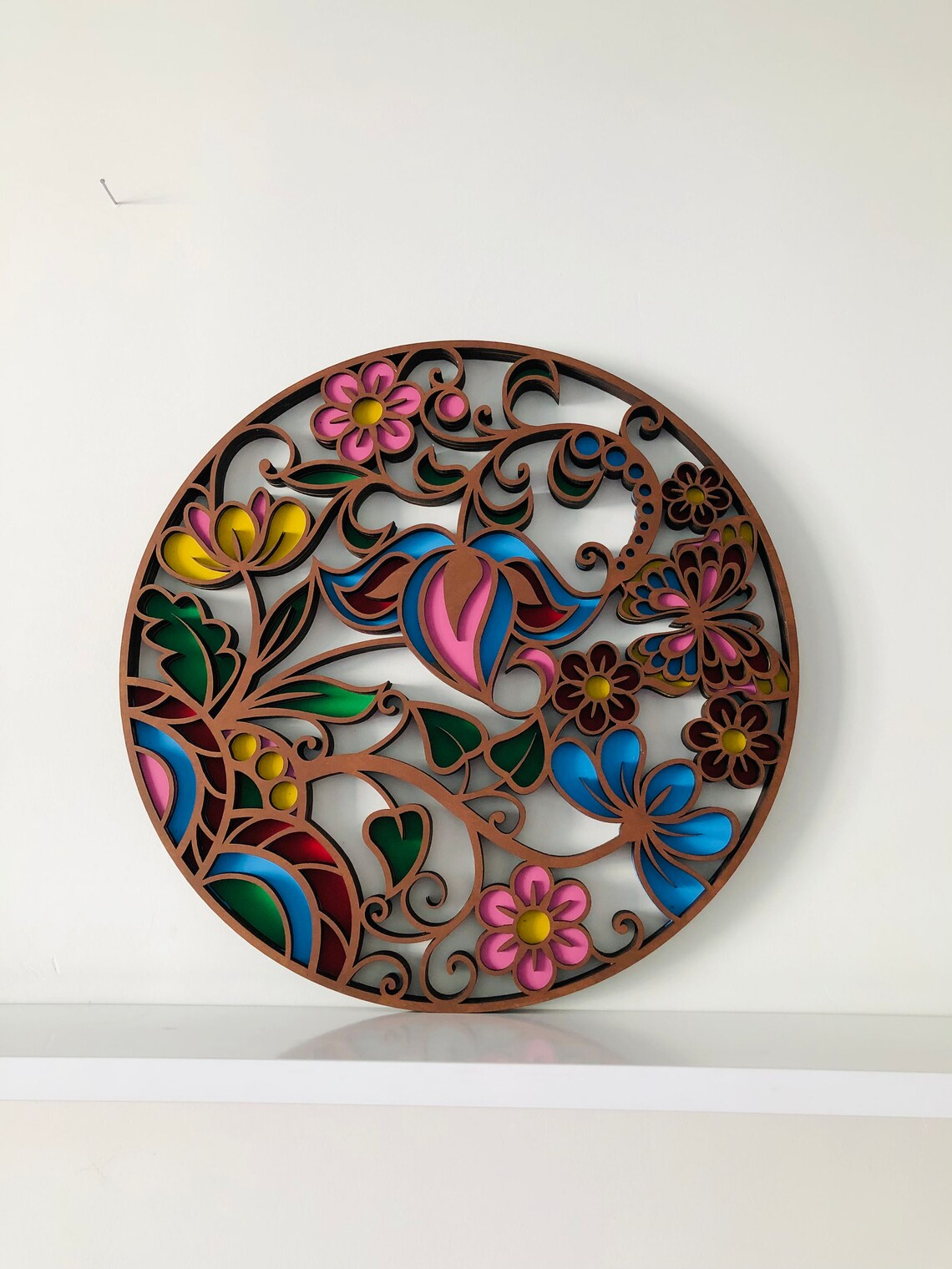 Flowers Multilayer Wood Wall Art, Unique Wooden Wall Art, Laser Cut ...