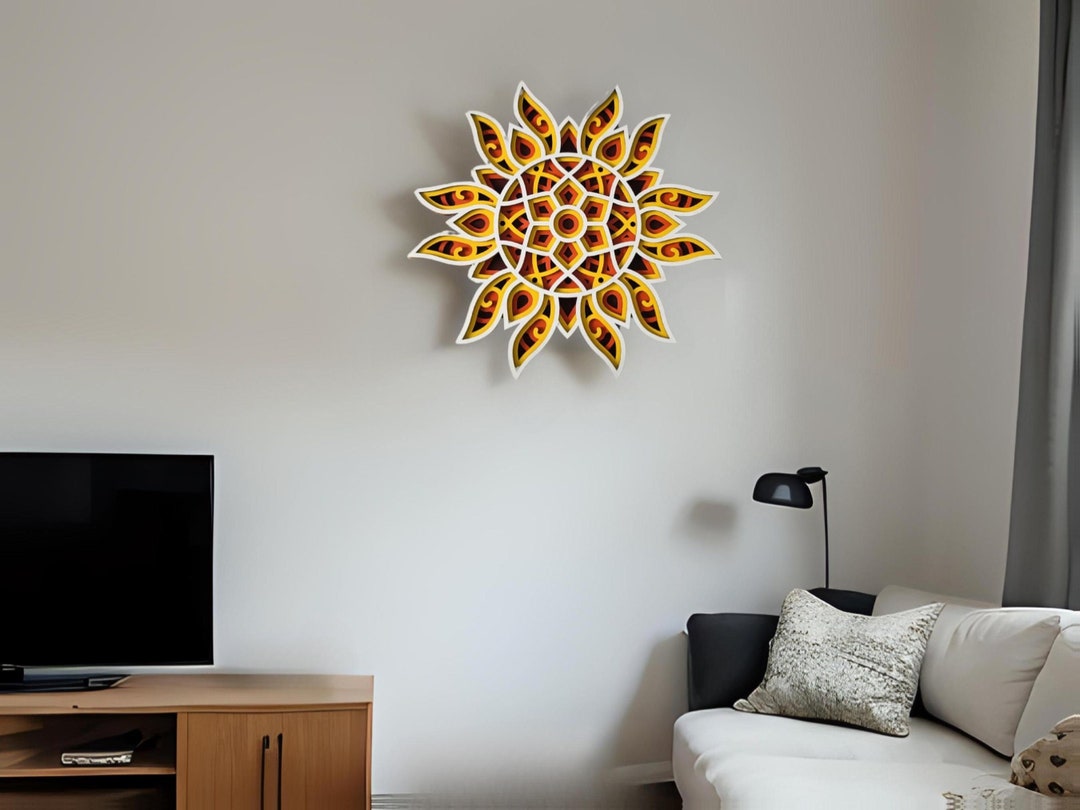 Buy Sun Multilayer Wood Wall Art, Laser Cut Wooden Wall Decor, Layered ...