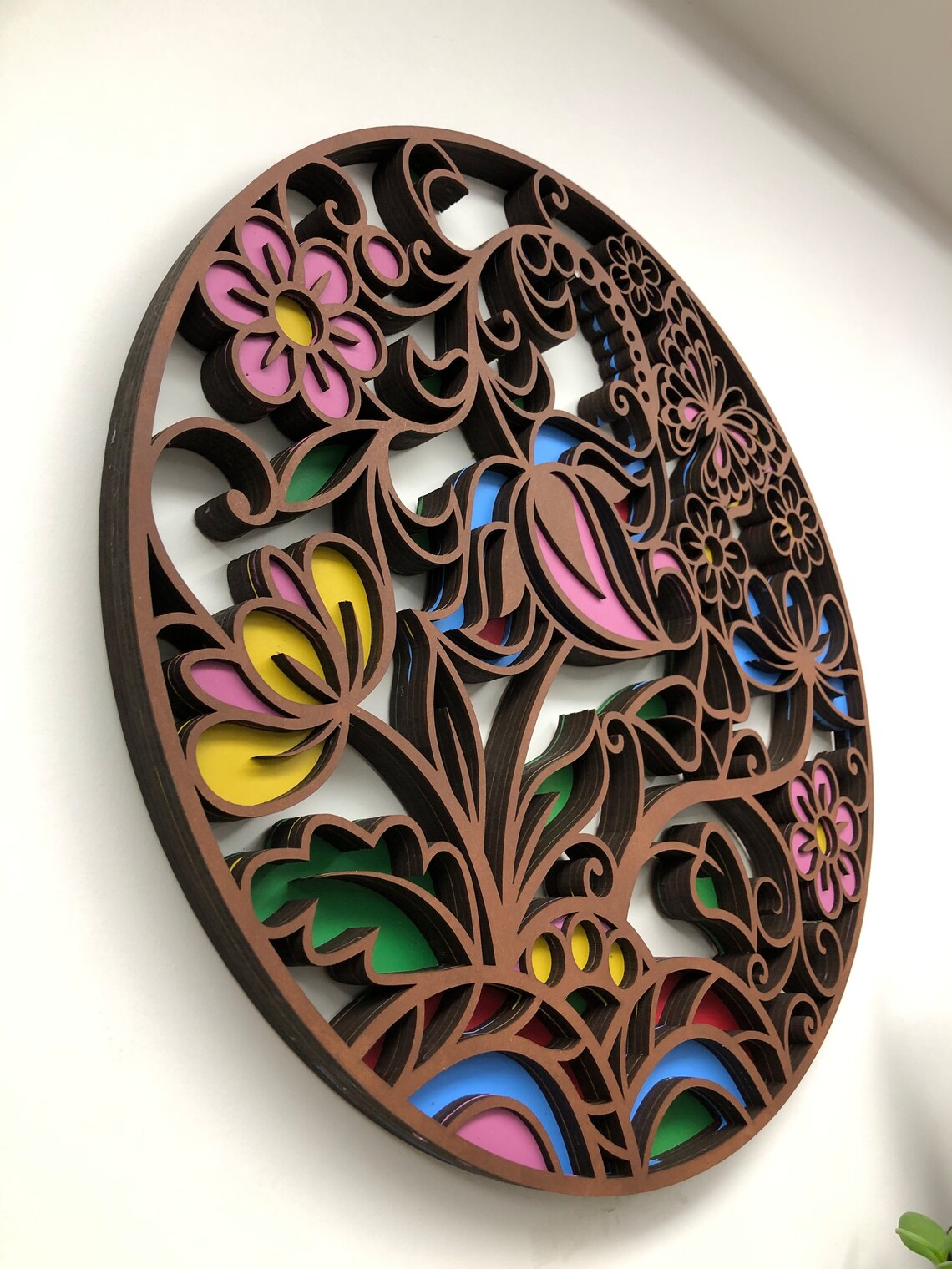 Flowers Multilayer Wood Wall Art, Unique Wooden Wall Art, Laser Cut ...