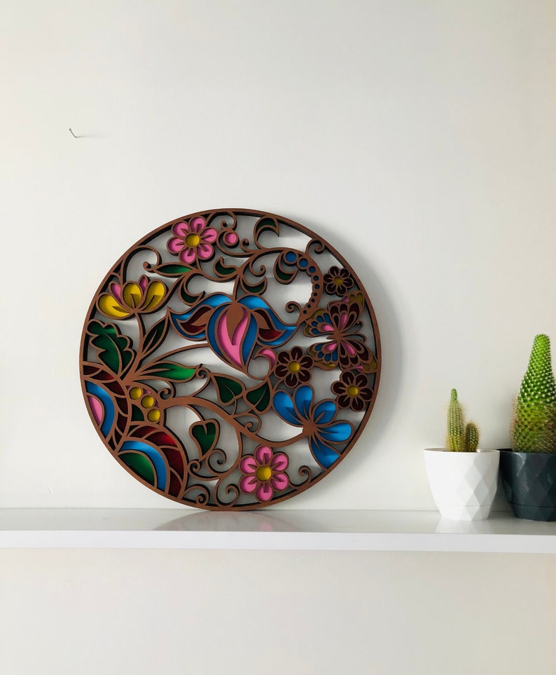 Flowers Multilayer Wood Wall Art, Unique Wooden Wall Art, Laser Cut ...