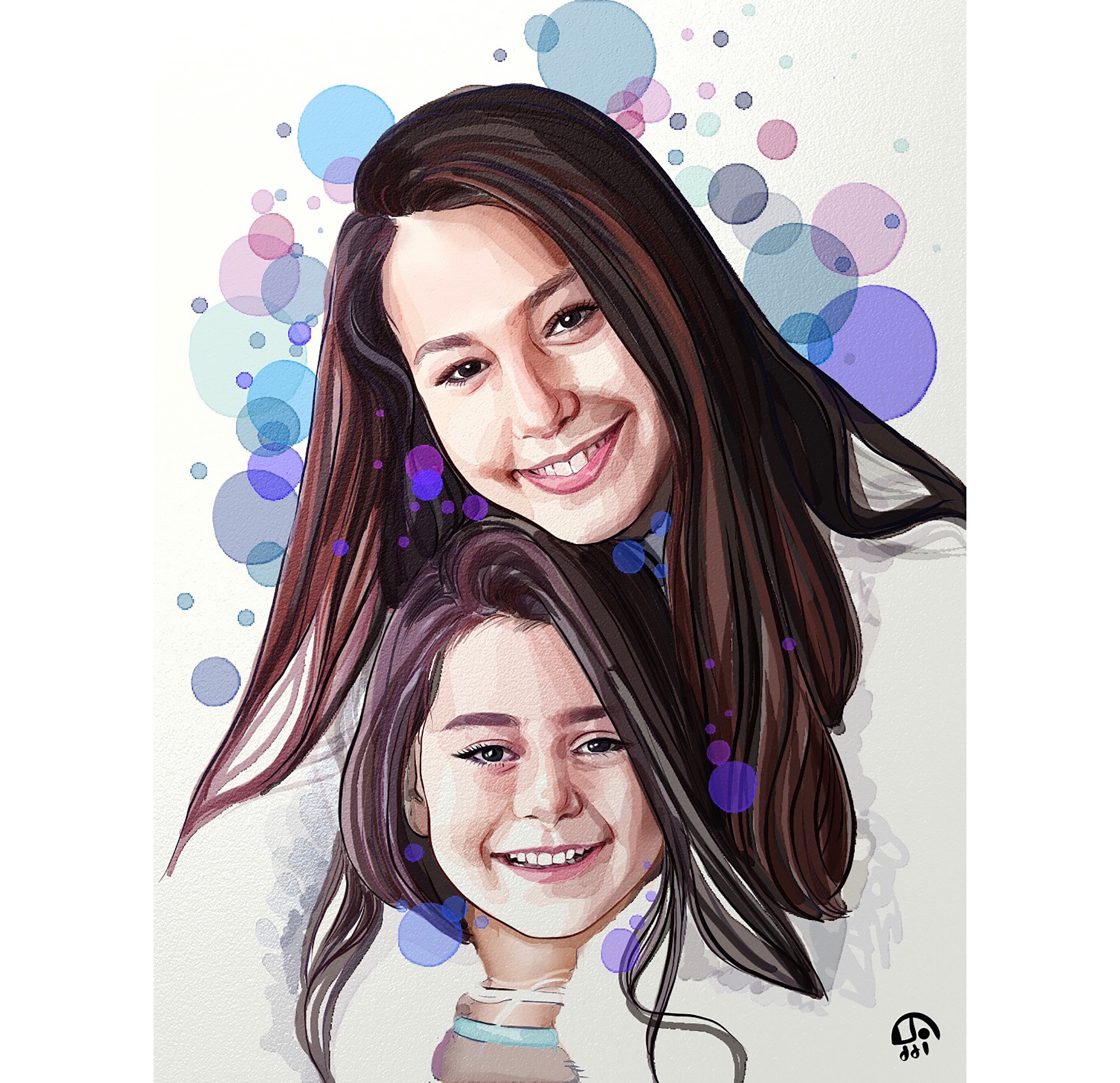 2 Person Digital Watercolor Portrait From Your Photos, Custom Portrait ...