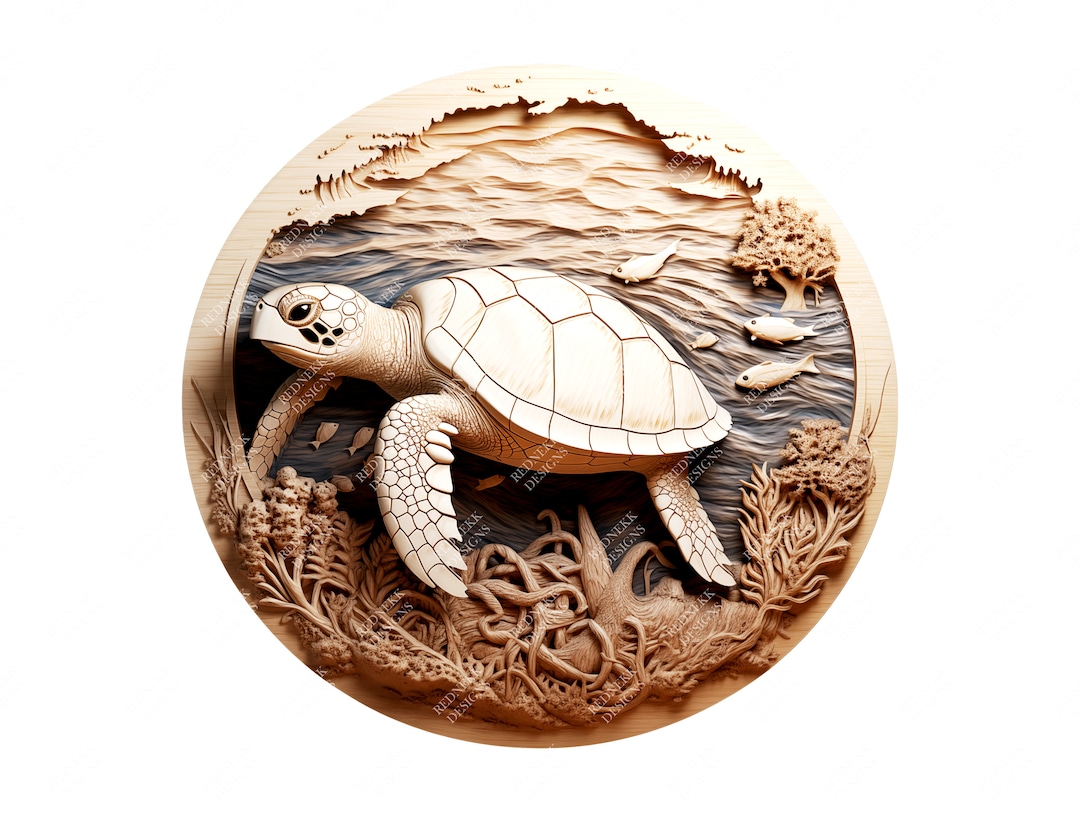 3D Illusion Sea Turtle | Laser Engraving File PNG | Lightburn File ...