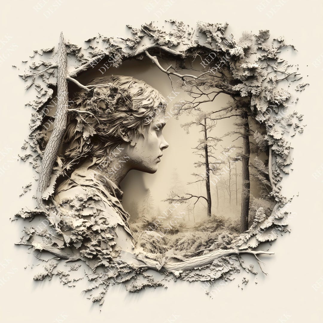 3D Illusion Face/forest | Laser Engraving File PNG | Lightburn File ...