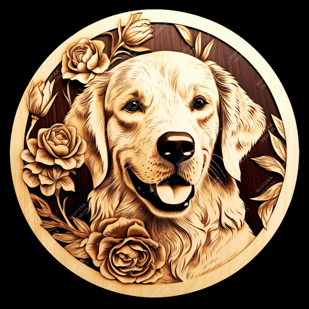 3D Illusion Golden Retriever | Laser Engraving File PNG | Lightburn ...