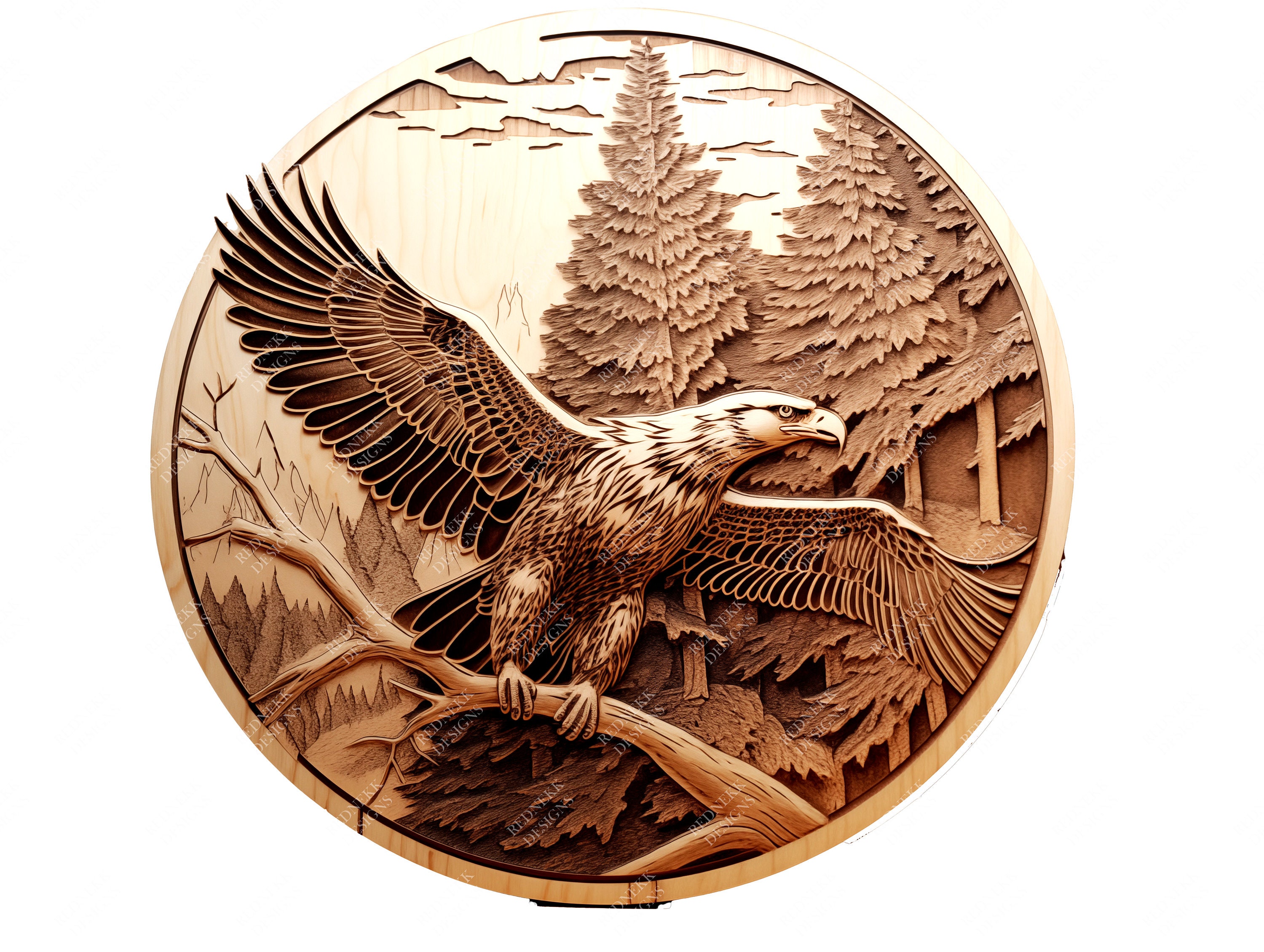 3D Illusion Eagle | Laser Engraving File PNG | Lightburn File | Eagle ...