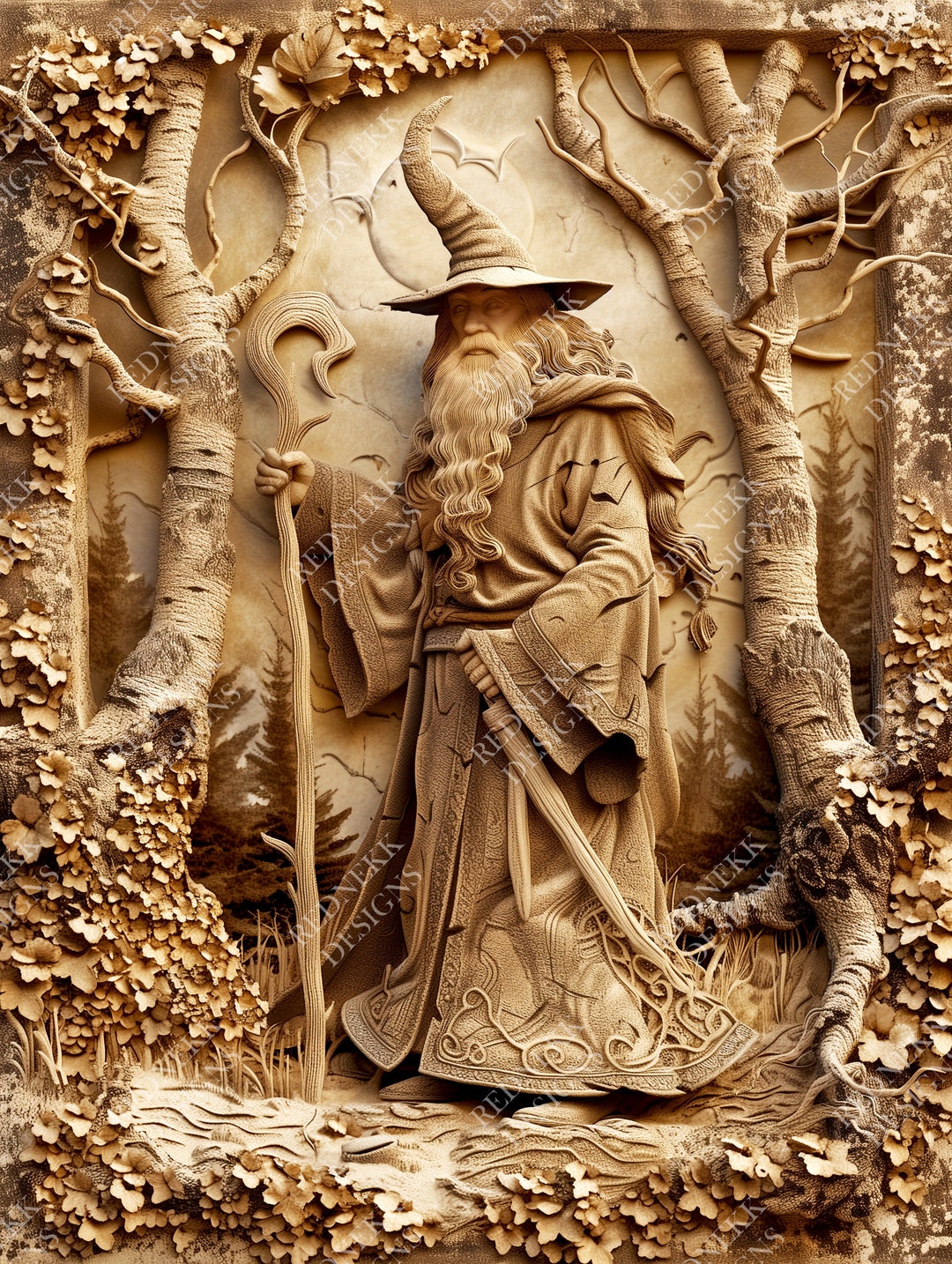 3D Illusion Wizard 01 | Laser Engraving File JPG | Lightburn File ...