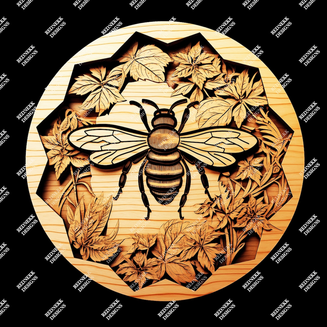3D Illusion Bee Laser Engraving File PNG Lightburn File Bee 05 - Etsy
