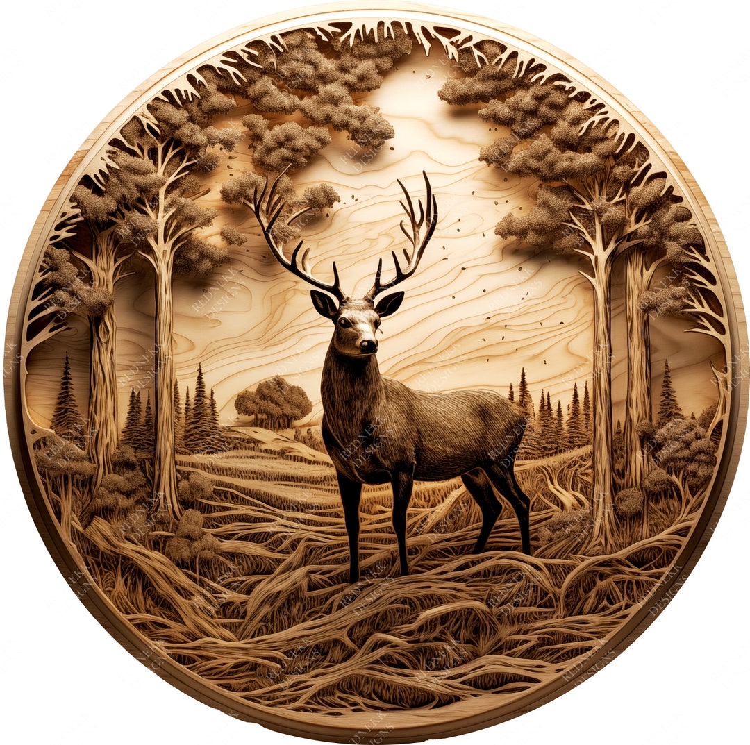 3D Illusion Stag | Laser Engraving File PNG | Lightburn File | Stag 14 ...