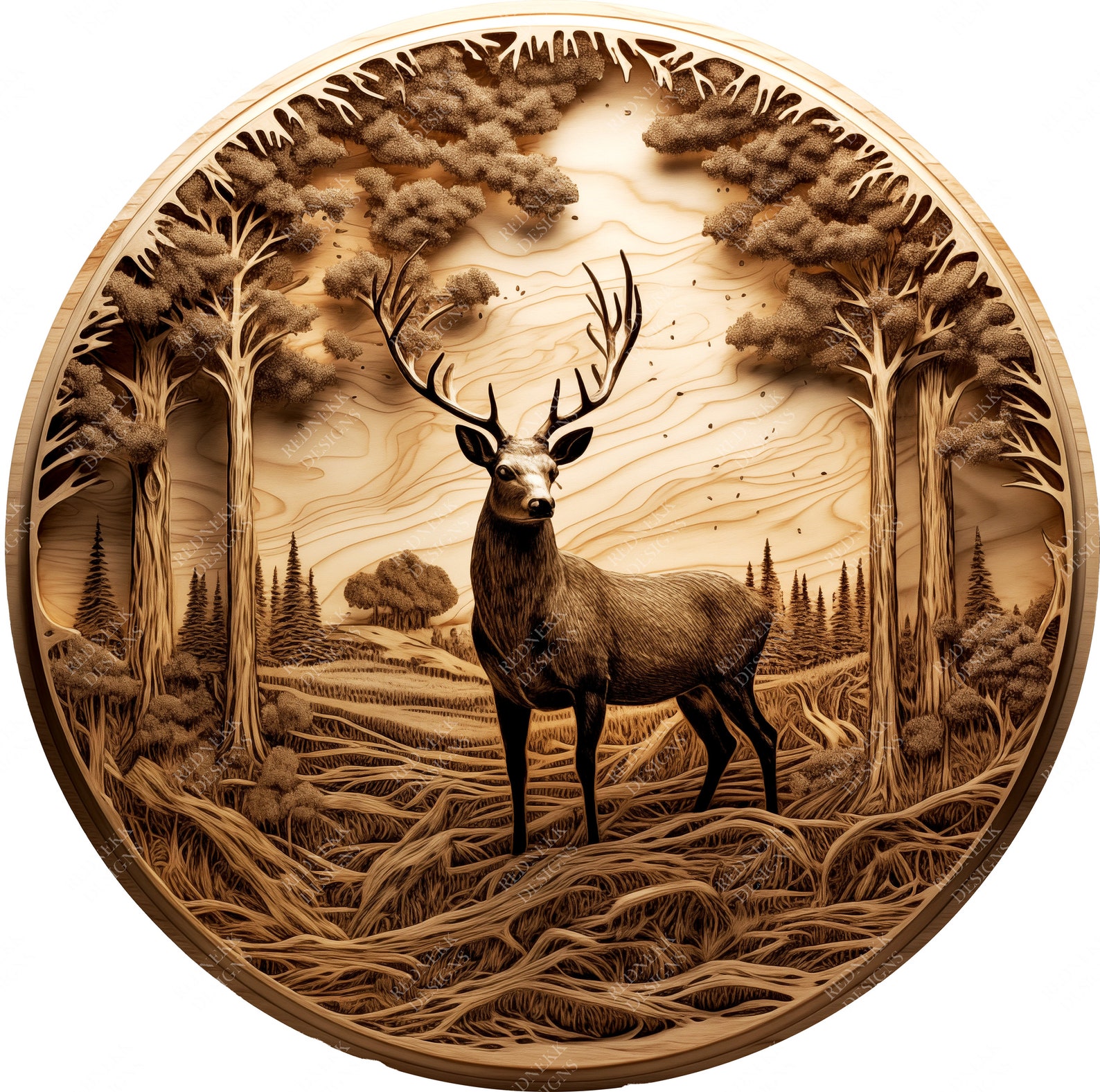 3D Illusion Stag | Laser Engraving File PNG | Lightburn File | Stag 14 ...