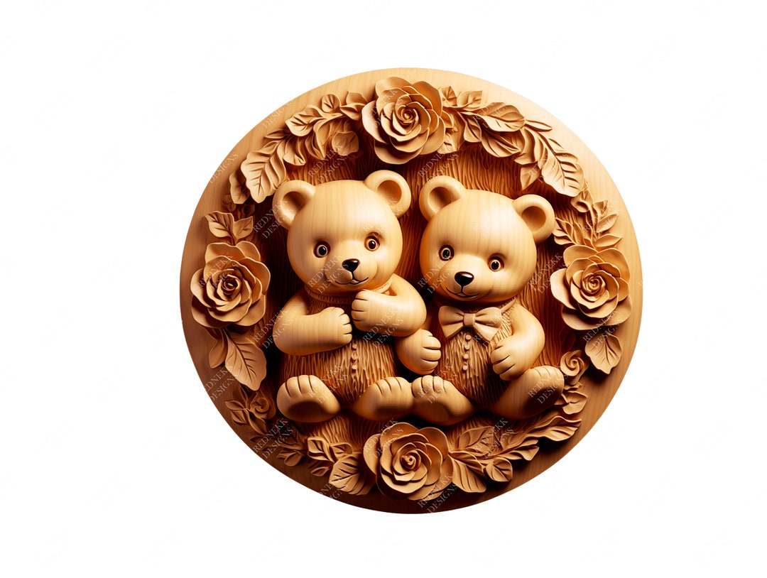 3D Illusion Tebby Bears | Laser Engraving File PNG | Lightburn File ...