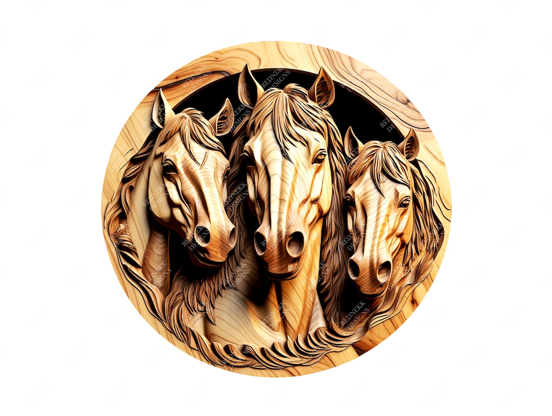 3D Illusion Horse | Laser Engraving File PNG | Lightburn File | Horse ...