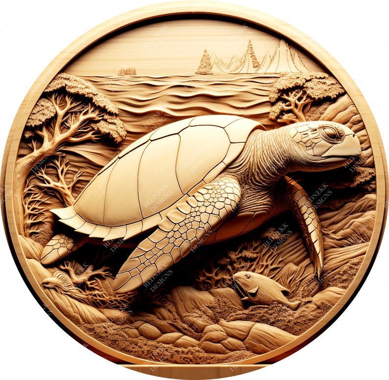 3D Illusion Sea Turtle | Laser Engraving File PNG | Lightburn File ...