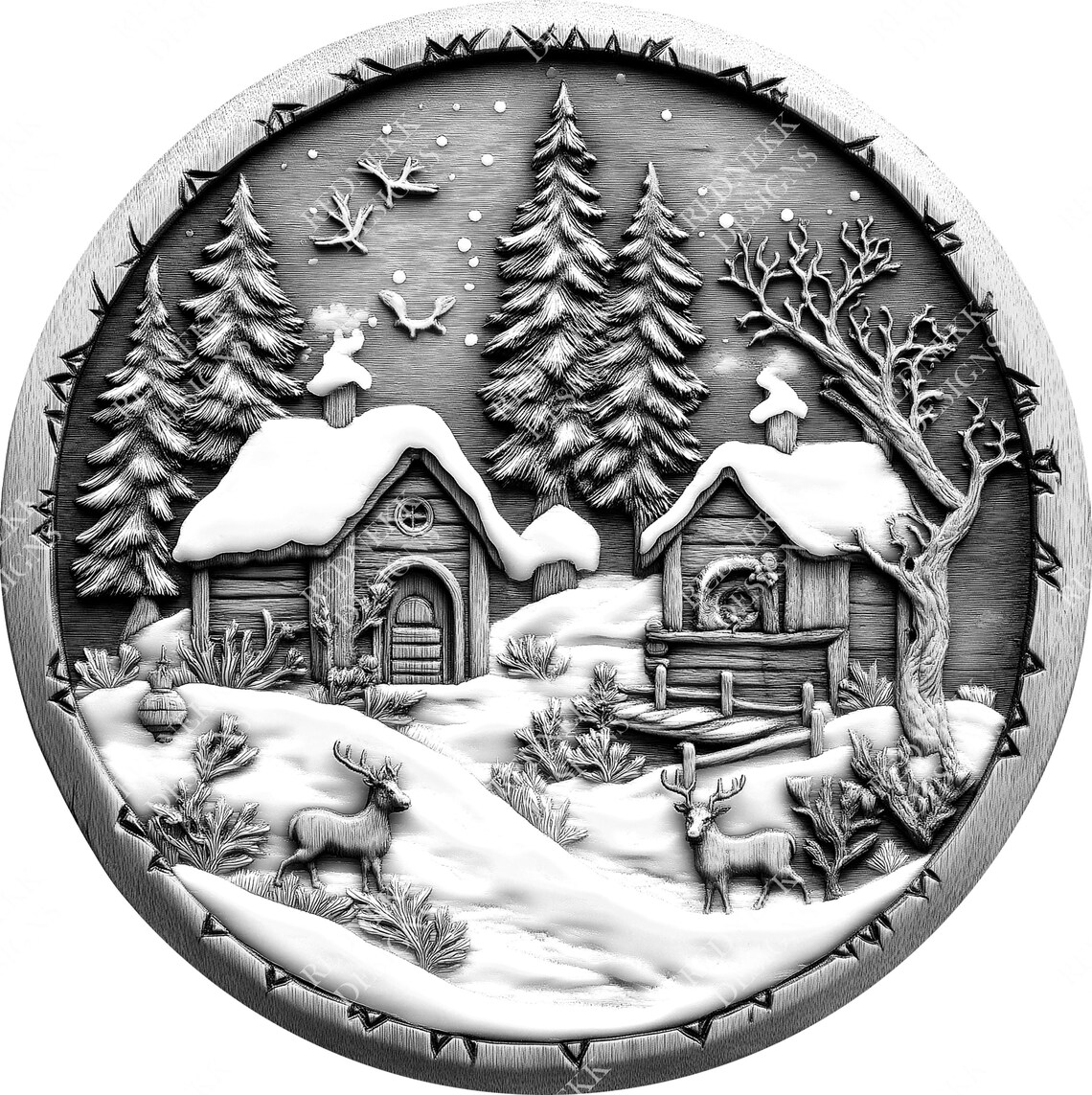 3D Illusion Christmas Scene | Laser Engraving File PNG | Lightburn File ...