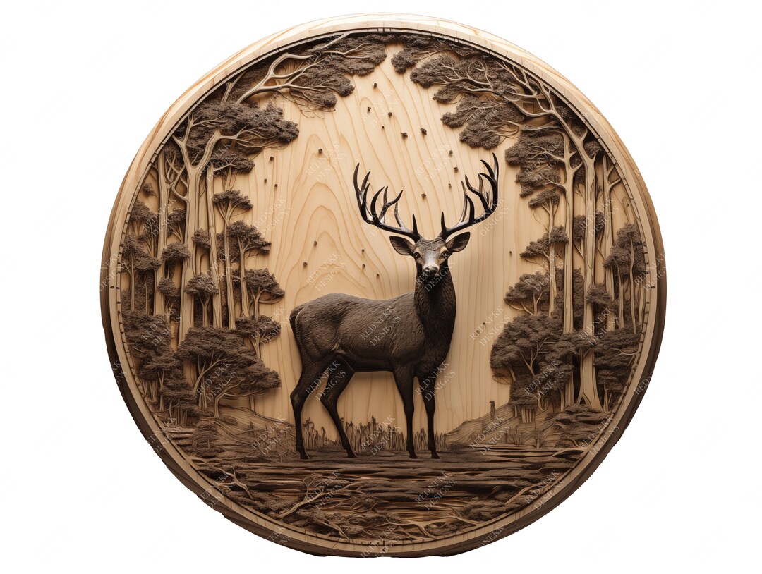 3D Illusion Stag | Laser Engraving File PNG | Lightburn File | Stag 01 ...