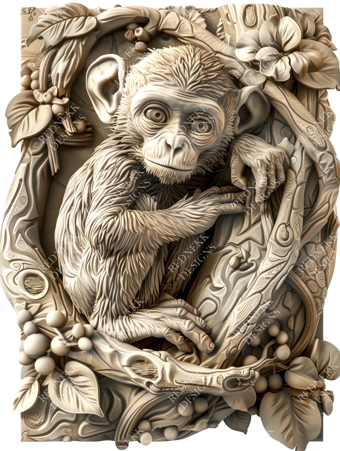3D Illusion Baby Monkey 02 | Laser Engraving File JPG | Lightburn File ...