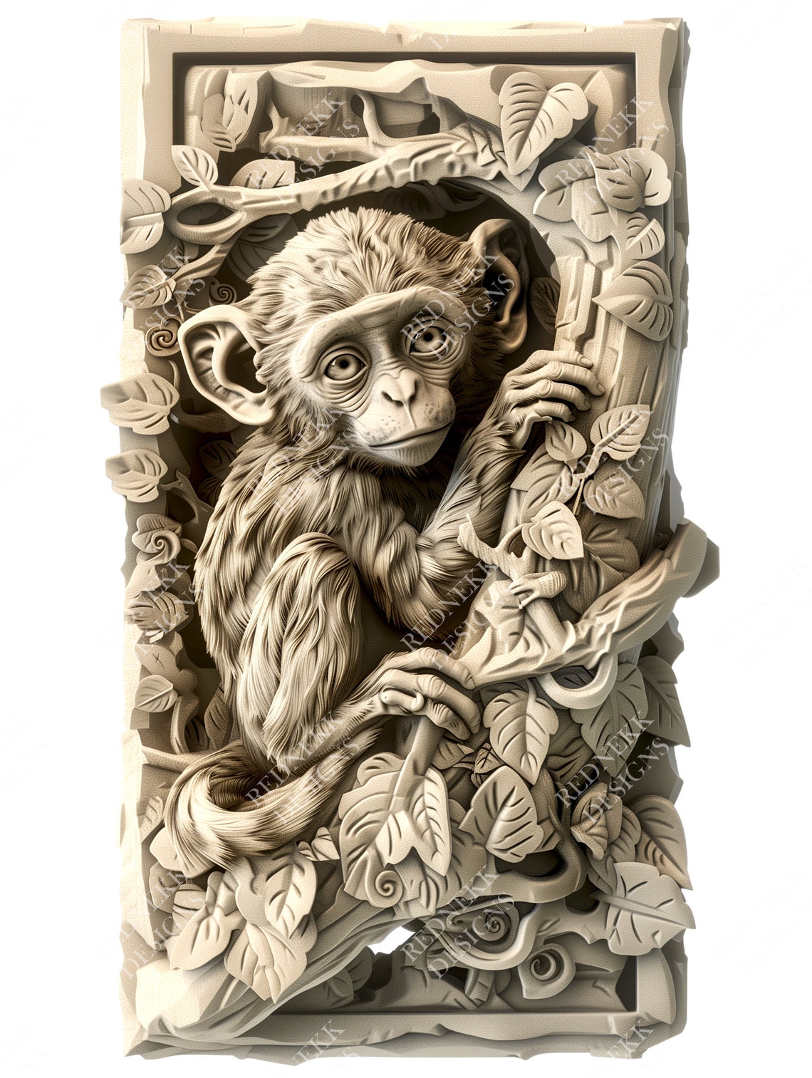 3D Illusion Baby Monkey 04 | Laser Engraving File JPG | Lightburn File ...