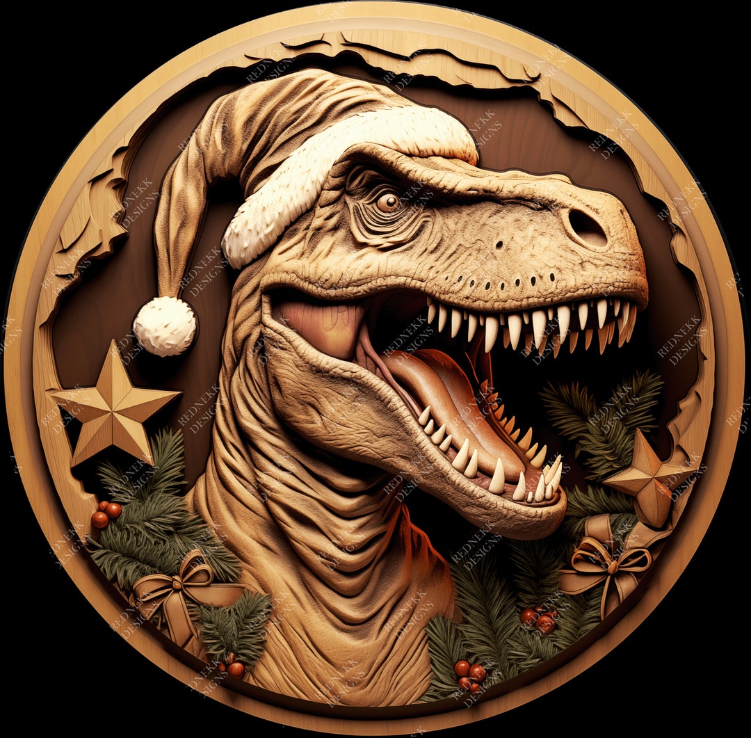 3D Illusion T-rex | Laser Engraving File PNG | Lightburn File | T-rex ...