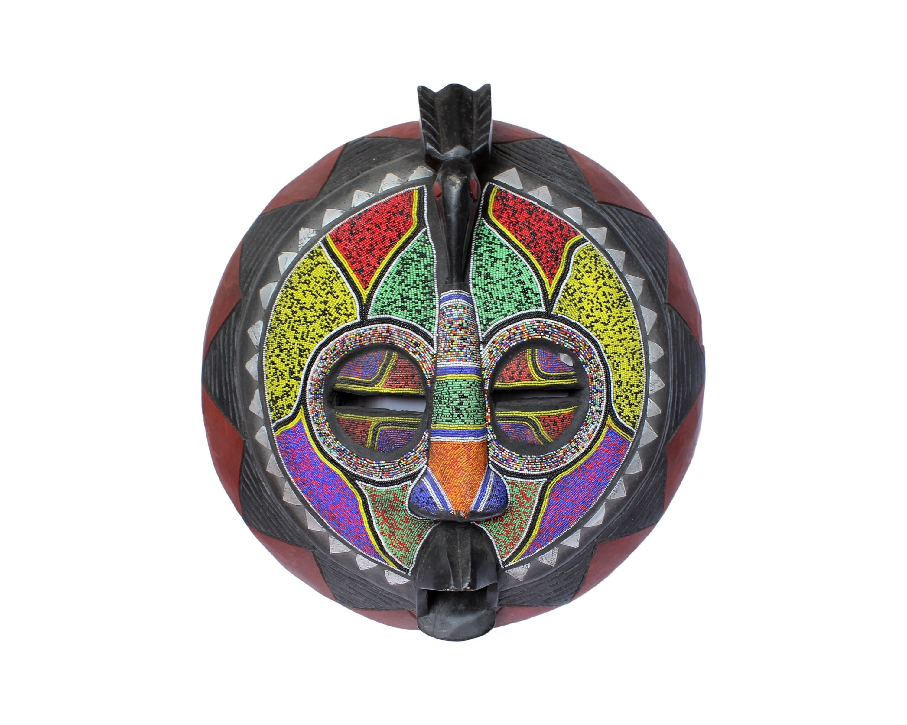 25 Round Ghana Beaded Mask African Mask Ashanti Tribe - Etsy