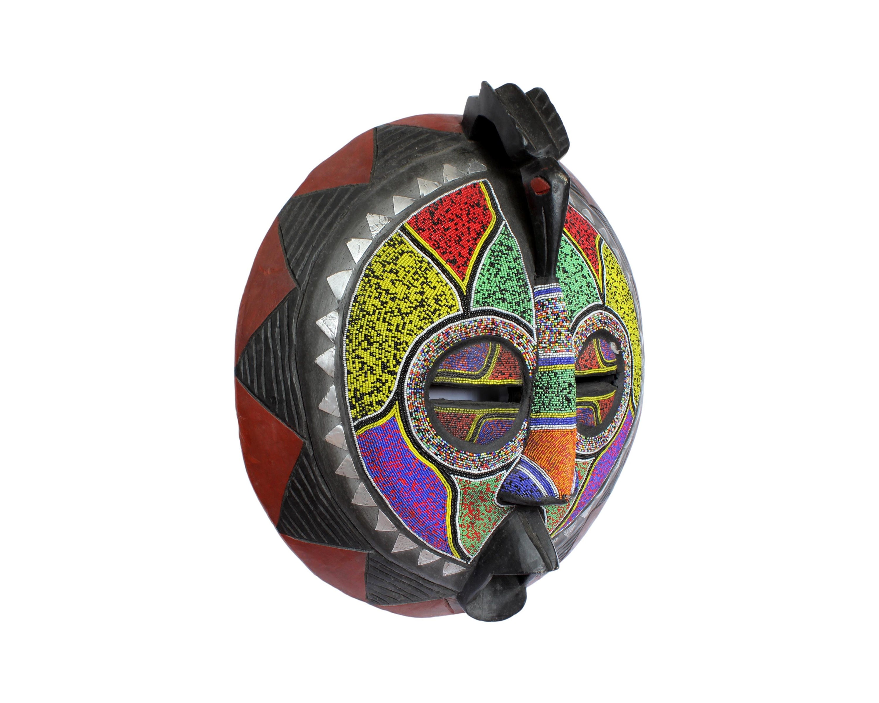 25 Round Ghana Beaded Mask African Mask Ashanti Tribe - Etsy