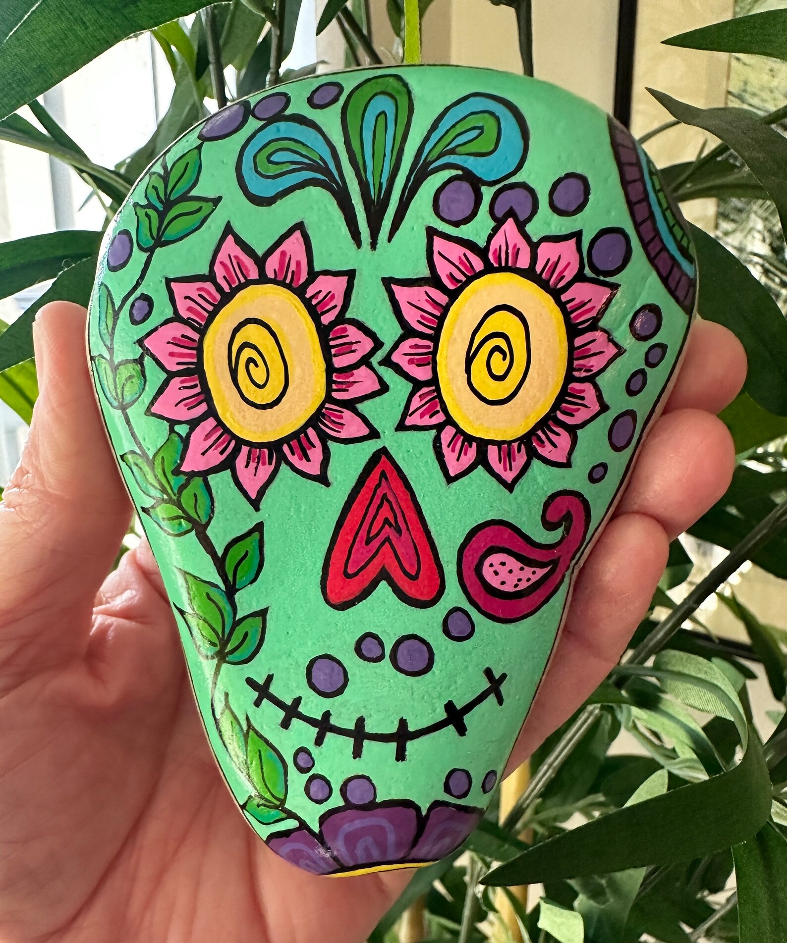 Sugar Skull,painted Rock,painted Stone,rock Art,flower Painted Rock ...