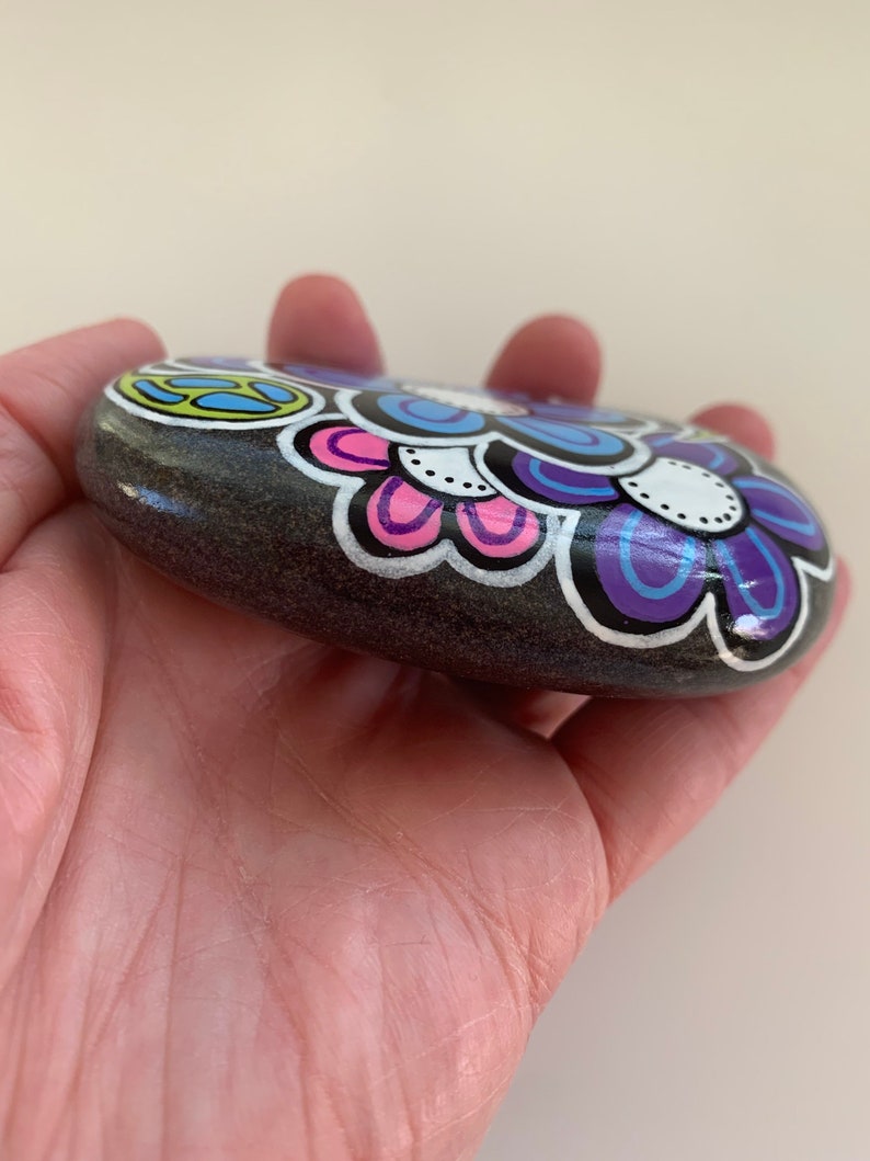 Flower Painted Stoneflower Stone Paintingflower Painted | Etsy