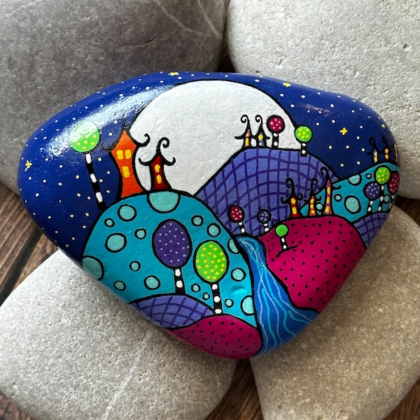 Stars Painted Rock - Etsy