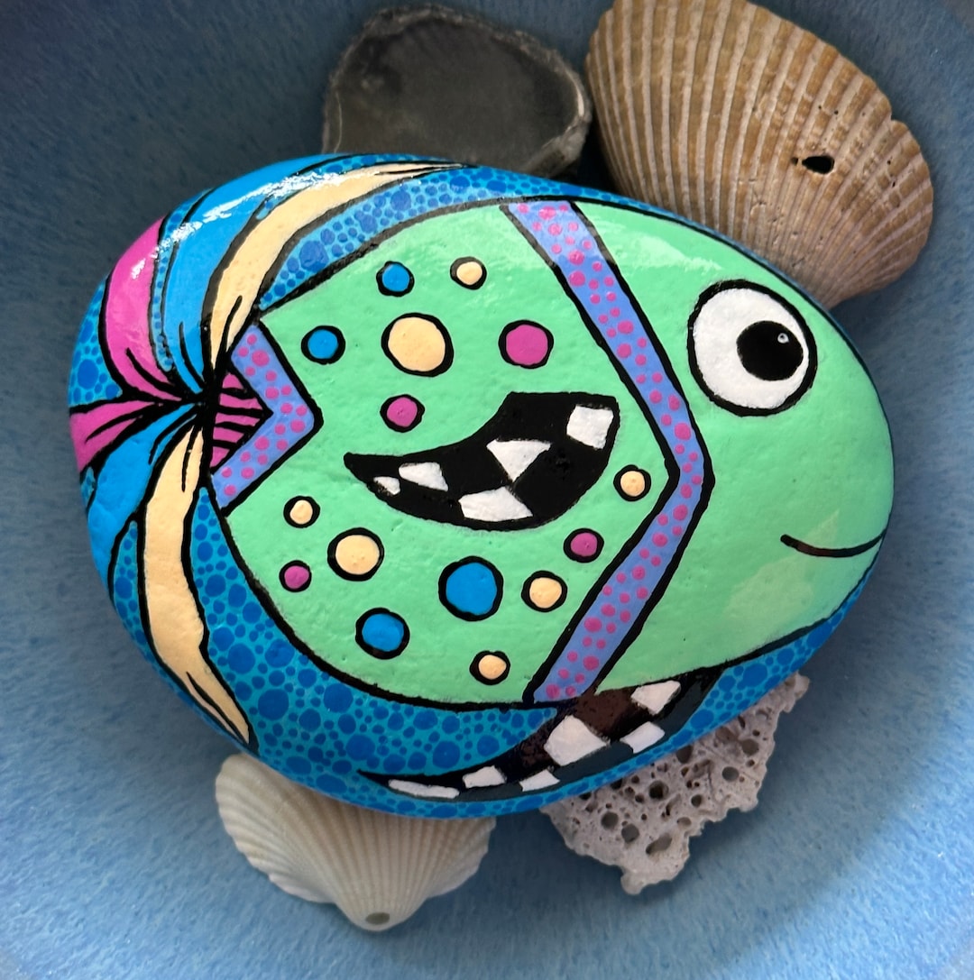 Fish Painted Rock,whimsical Fish,fish Decor,painted Rock,painted Stone ...
