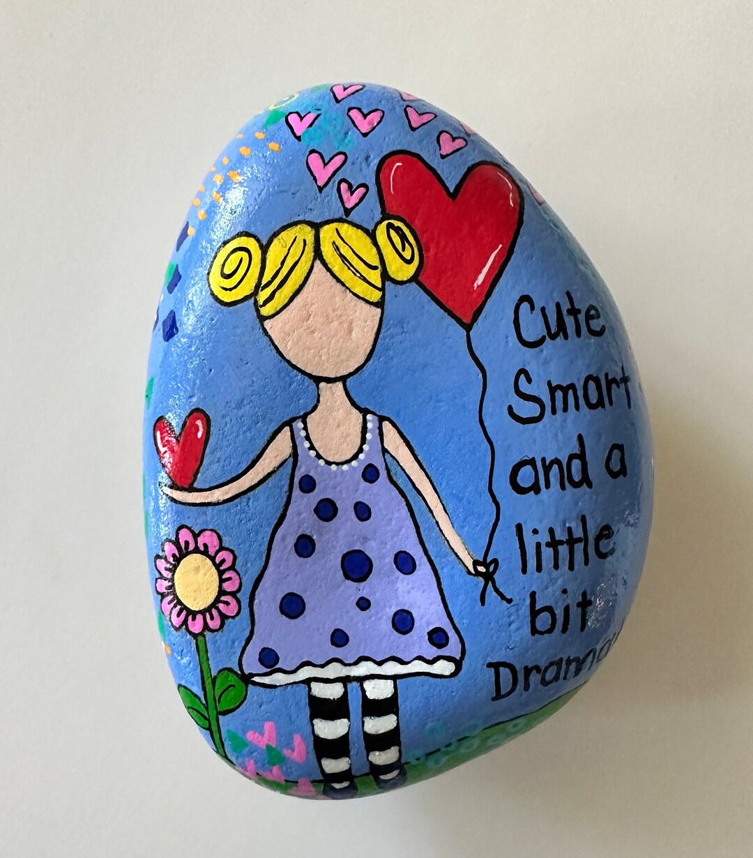 Little Girl Painted Rock,painted Rock,painted Stone,rock Art,little ...