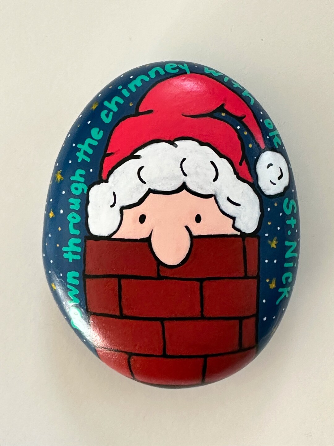 Santa Clause Painted Rock,christmas Decor,holiday Painted Rock,painted ...