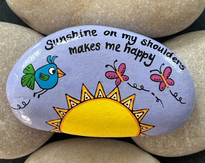 Sunshine on My Shoulders,sun Painted Rock,painted Rock,kindness Rock ...
