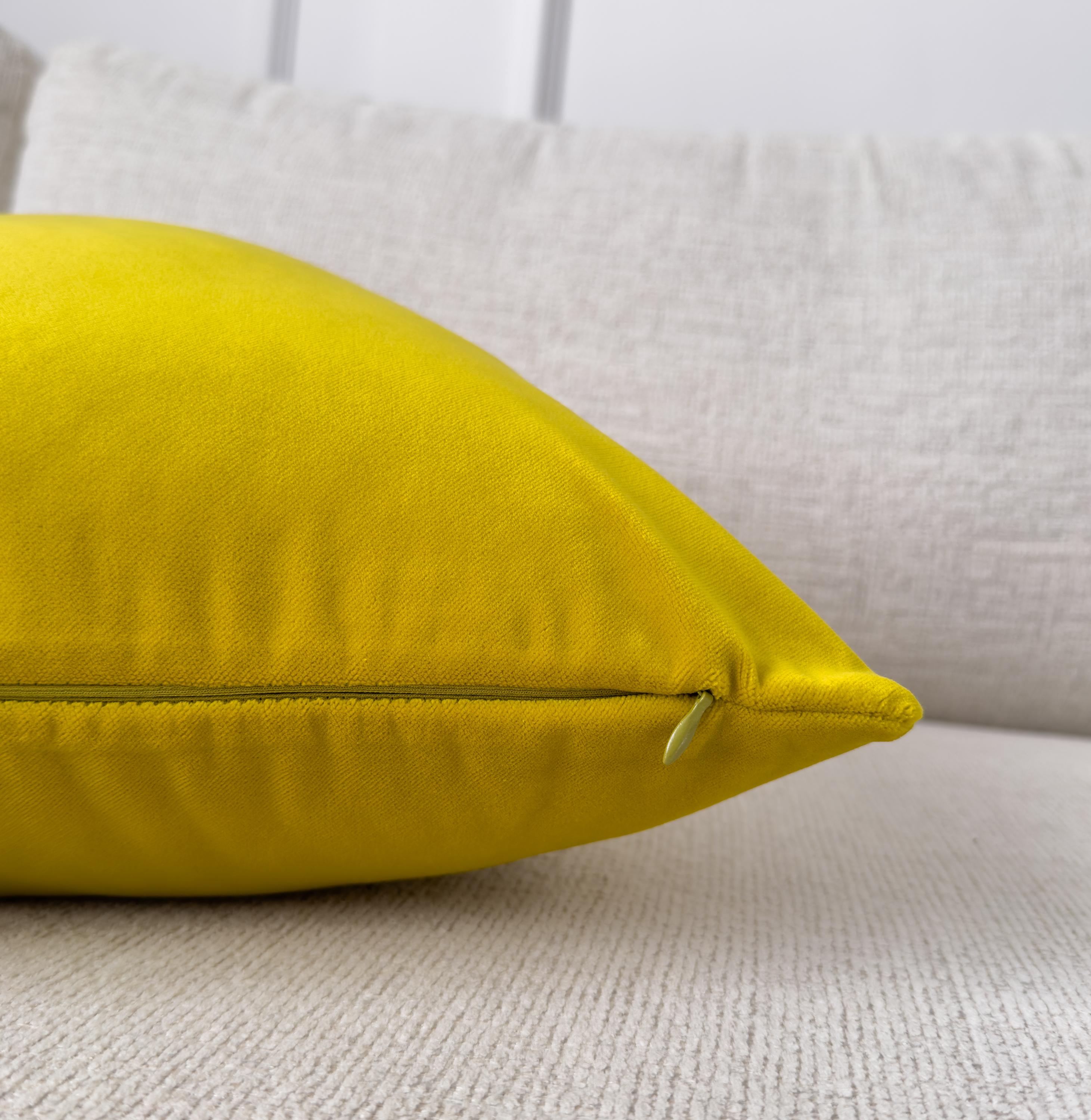 Premium Gold Velvet Scatter Cushion Cover Lemon Yellow Throw Pillow ...