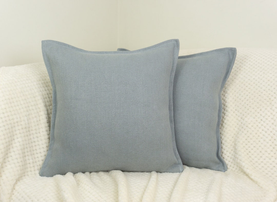 Cotton Linen Grey Cushion Cover, Grey Linen Throw Pillow, Home Decor ...
