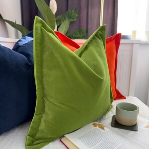 Apple Green Flanged Pillow Cover Velvet Oxford Style Cushion Cover ...