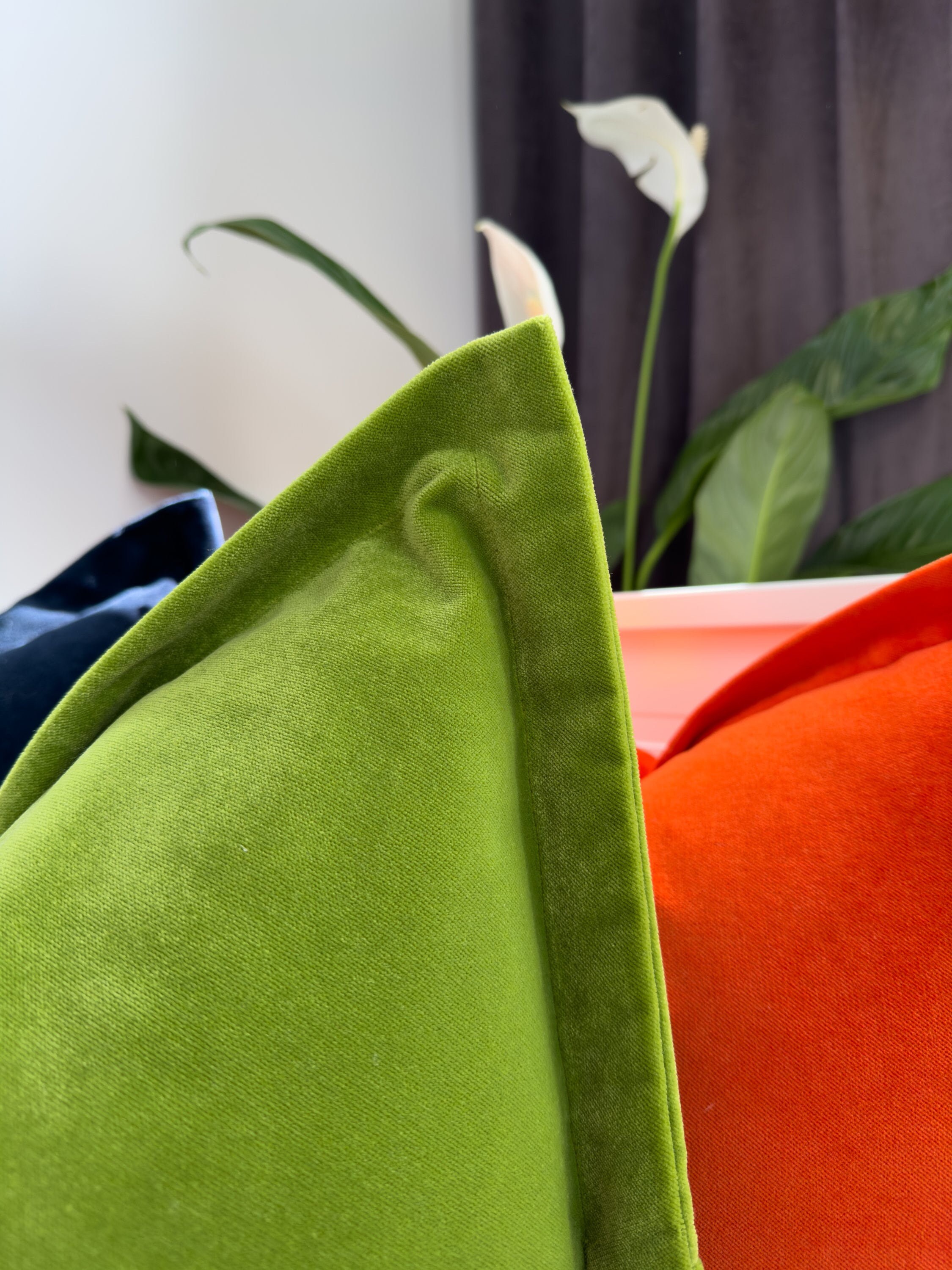 Apple Green Flanged Pillow Cover Velvet Oxford Style Cushion Cover ...