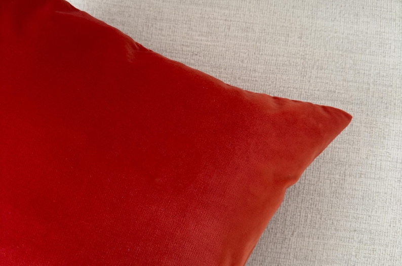 Handmade Velvet Tomato Red Cushion Cover Rust Red Pillow Cover Lumbar ...
