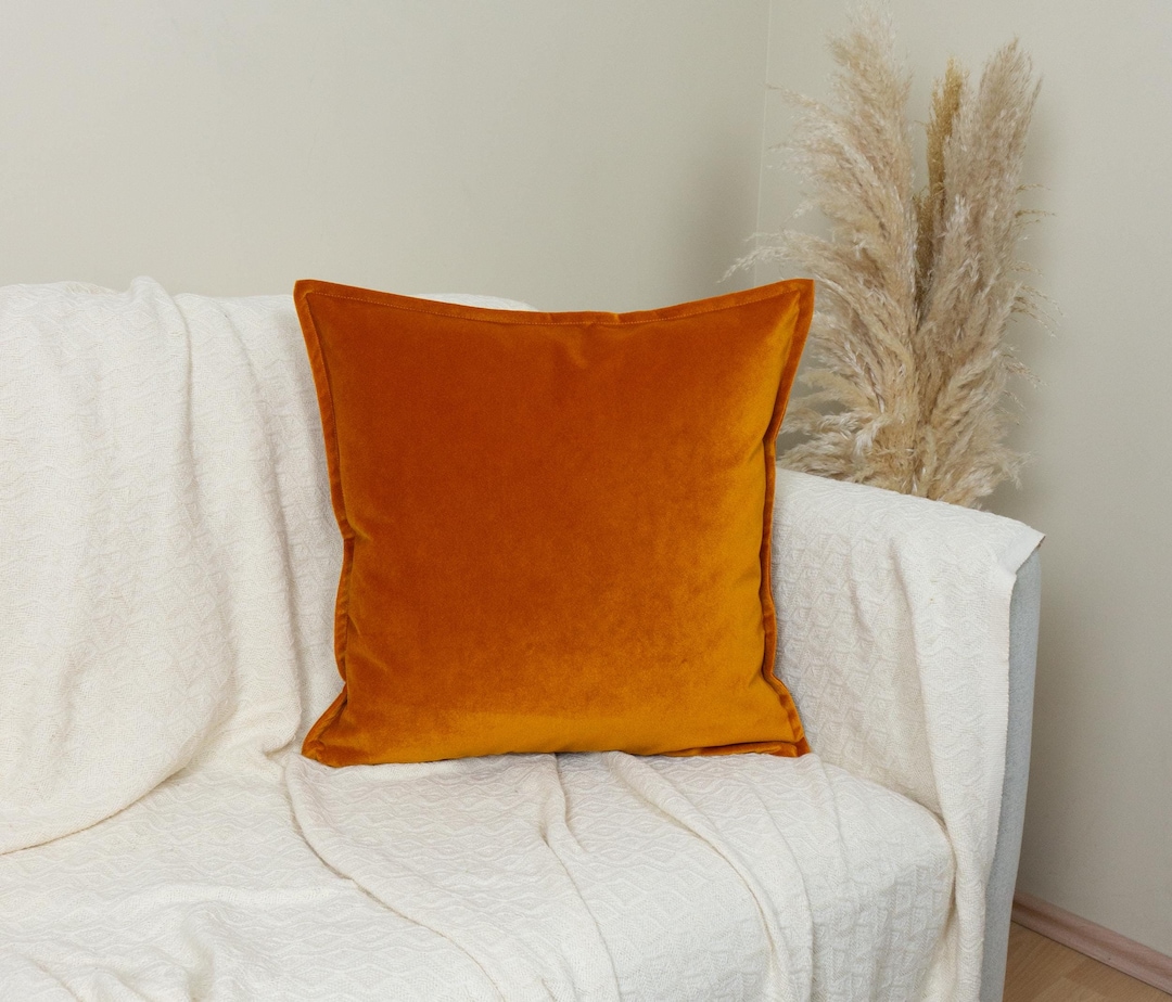 Luxury Velvet Burnt Orange Cushion Cover, Plush Velvet Burnt Orange ...